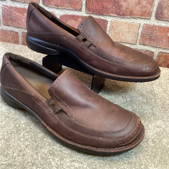 Merrell | Shoes | Merrill Tetra Wave Saddle Brown Leather Loafers ...